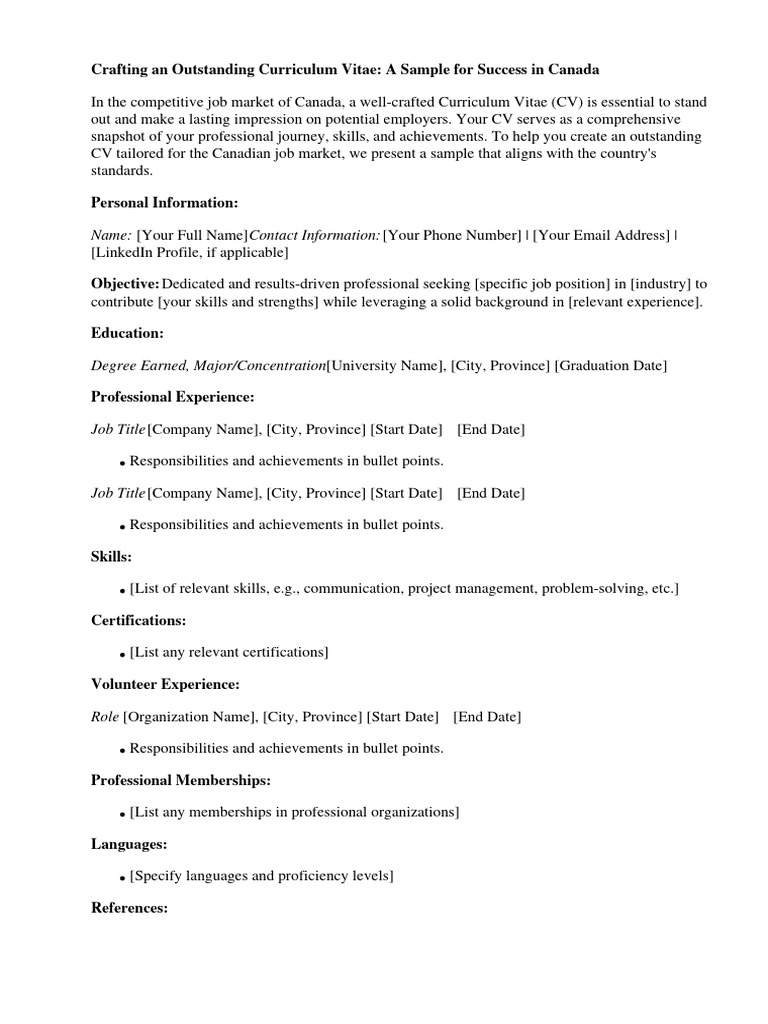 Curriculum Vitae Sample Canada | PDF | Résumé