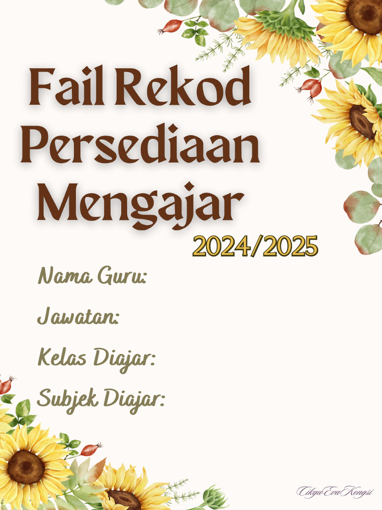 Fail Rekod Mengajar Tema SunFlower by CikguEvaKongsi | PDF