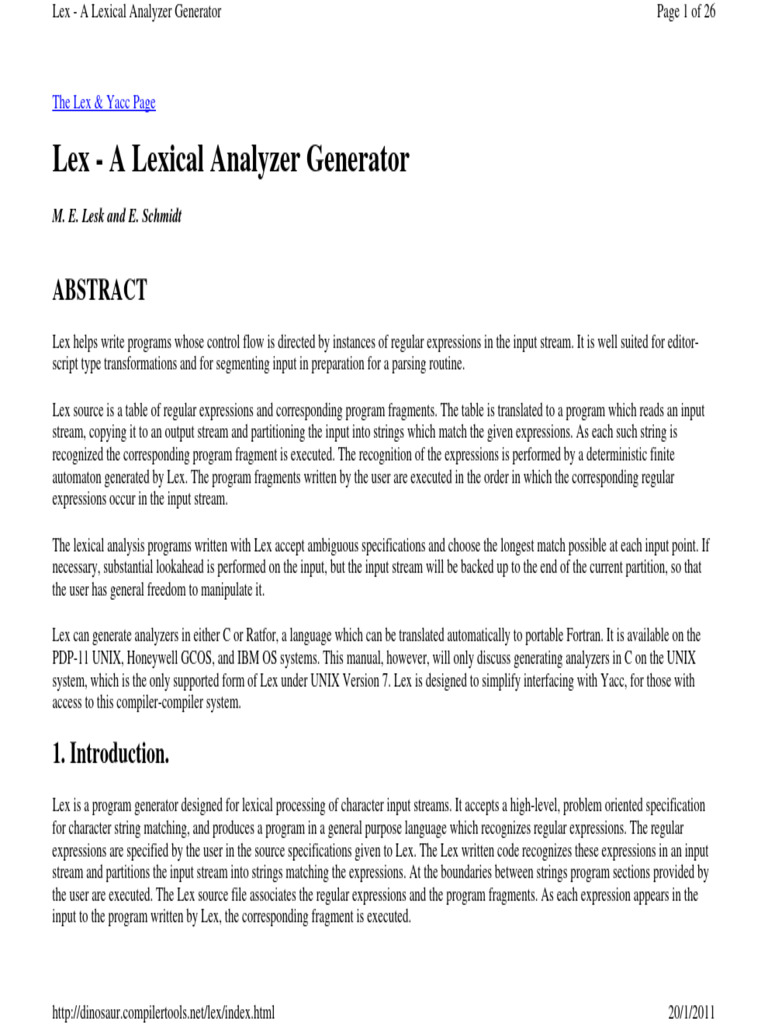 Lex Introduction | PDF | Parsing | Computer Program