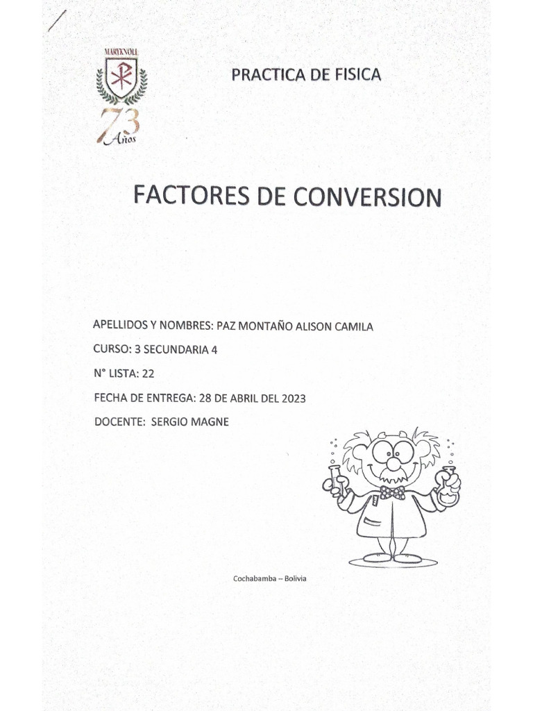 Práctica de Física Factores de Conversión | PDF