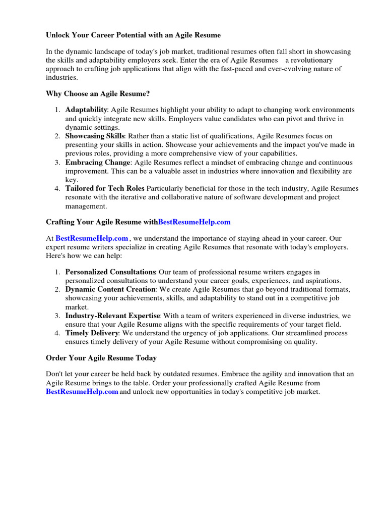 Agile Resume | PDF | Agile Software Development | Software Development Process