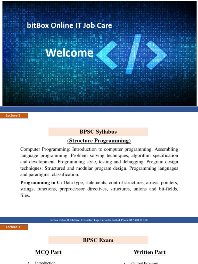 Lecture 1 Intro Data Type Variable Operator 1st Pdf Computer Program Programming 2412
