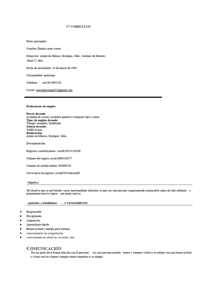 Cv Curriculum | PDF | México