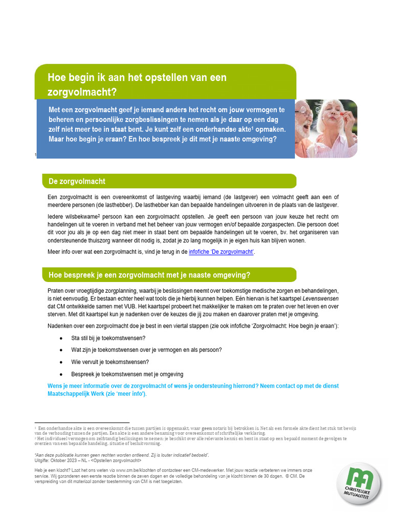 Zorgvolmacht Handleiding Sjabloon | PDF