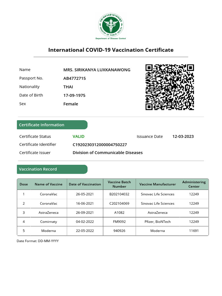 Vaccination Certificate | PDF