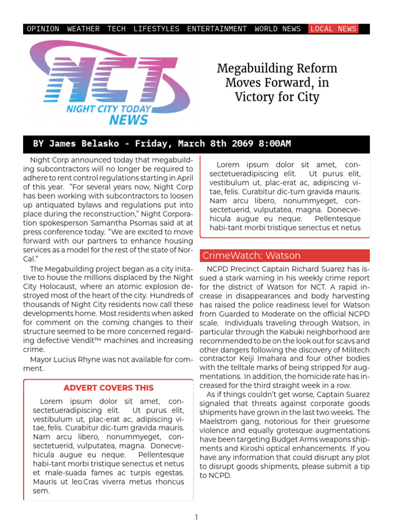 Cyberpunk Screamsheet Template Copy | PDF | Politics