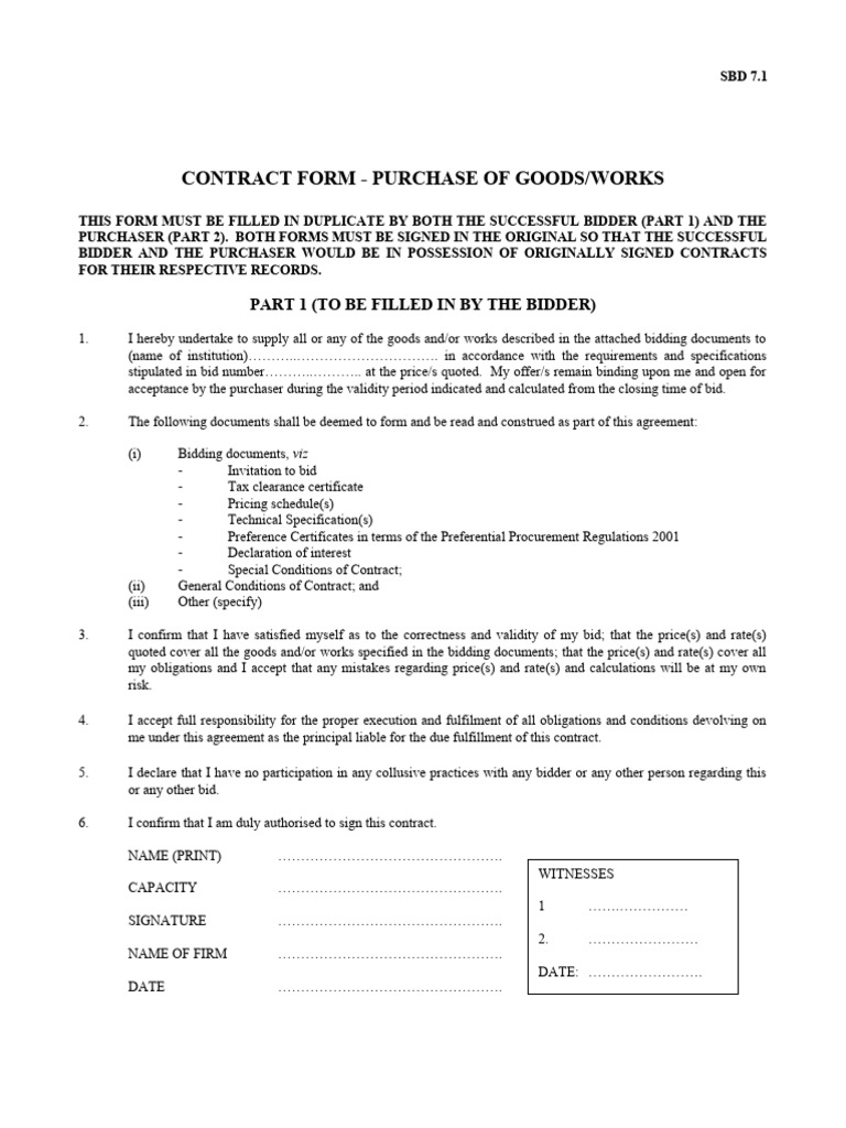 SBD 7 1 Contract Form | PDF | Private Law | Business