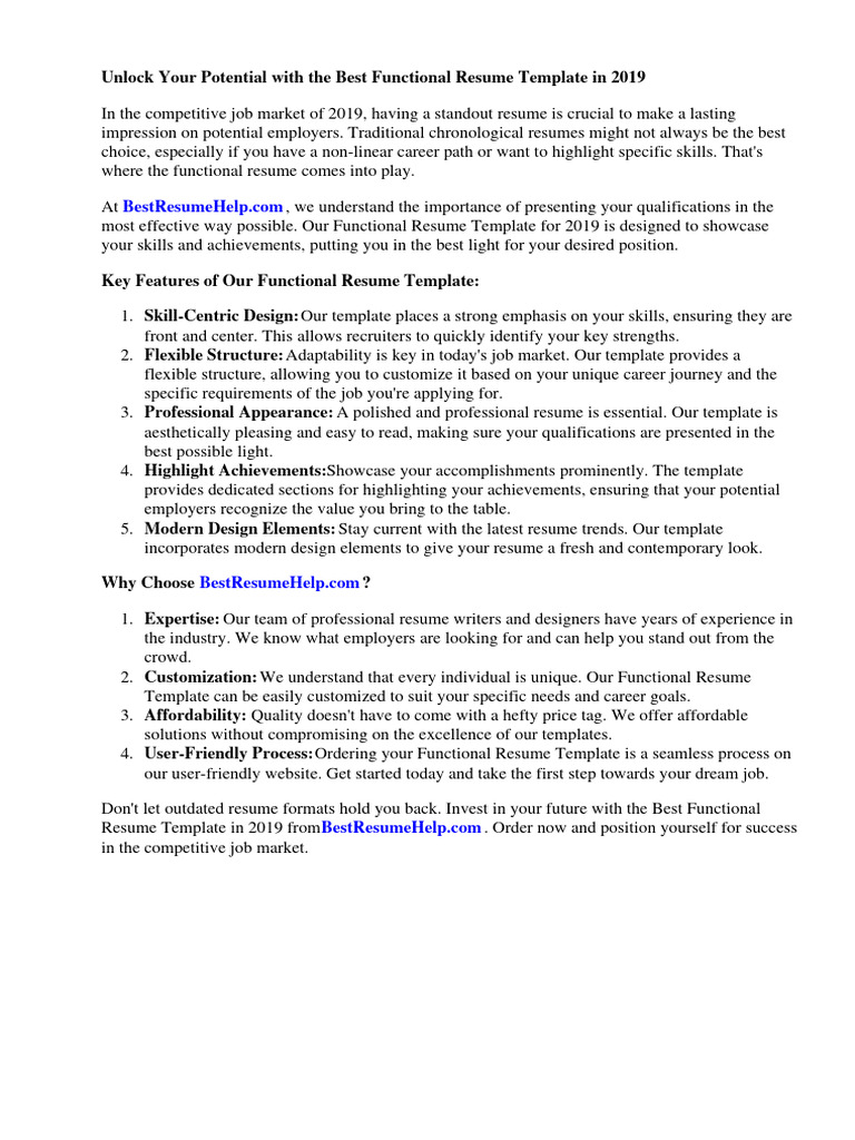 Best 2019 Functional Resume Template | PDF | Résumé | Recruitment