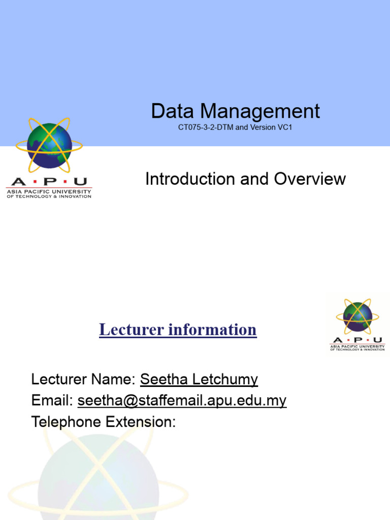 CT075!3!2 DTM Topic 0 Introduction Updated | PDF | Data | Data Mining