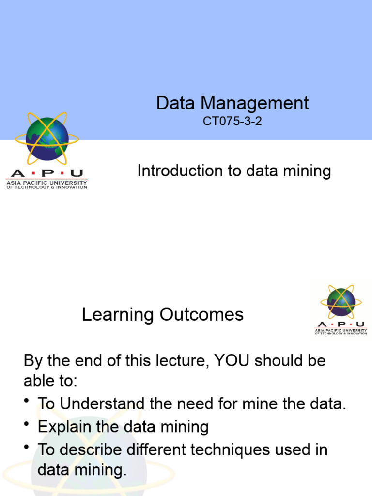 CT075!3!2-DTM-Topic 8 - Introduction To Data Mining | PDF | Data Mining | Machine Learning