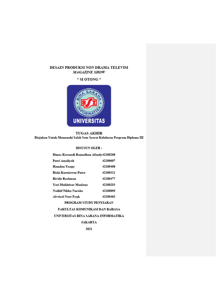 Disain Produksi Si Otong Full - Revisi Oke | PDF | Komputer