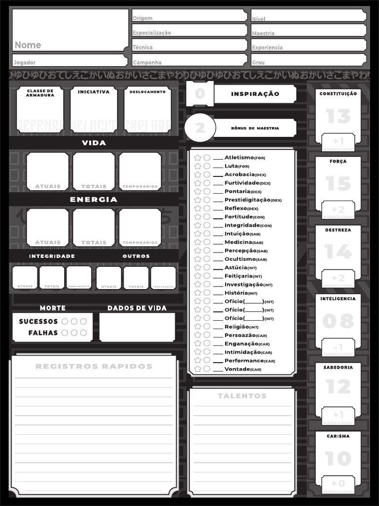 Ficha de RPG - Espiritos Maldicoes | PDF