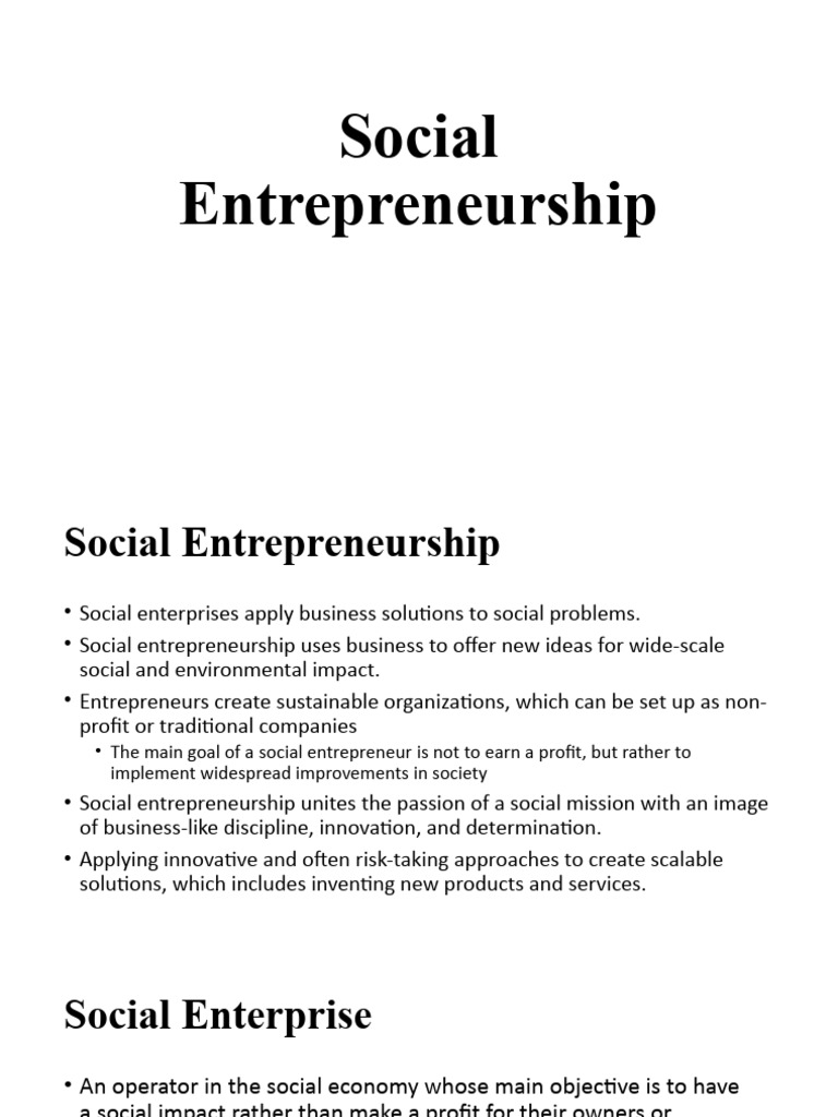 Understanding Social Entrepreneurship | PDF | Social Enterprise ...
