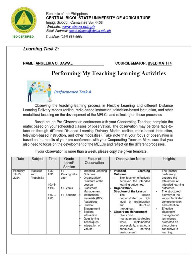 Dawal, Angelika O. Bsed Math 4 (Performance Task 4-6) - 012420 | PDF ...
