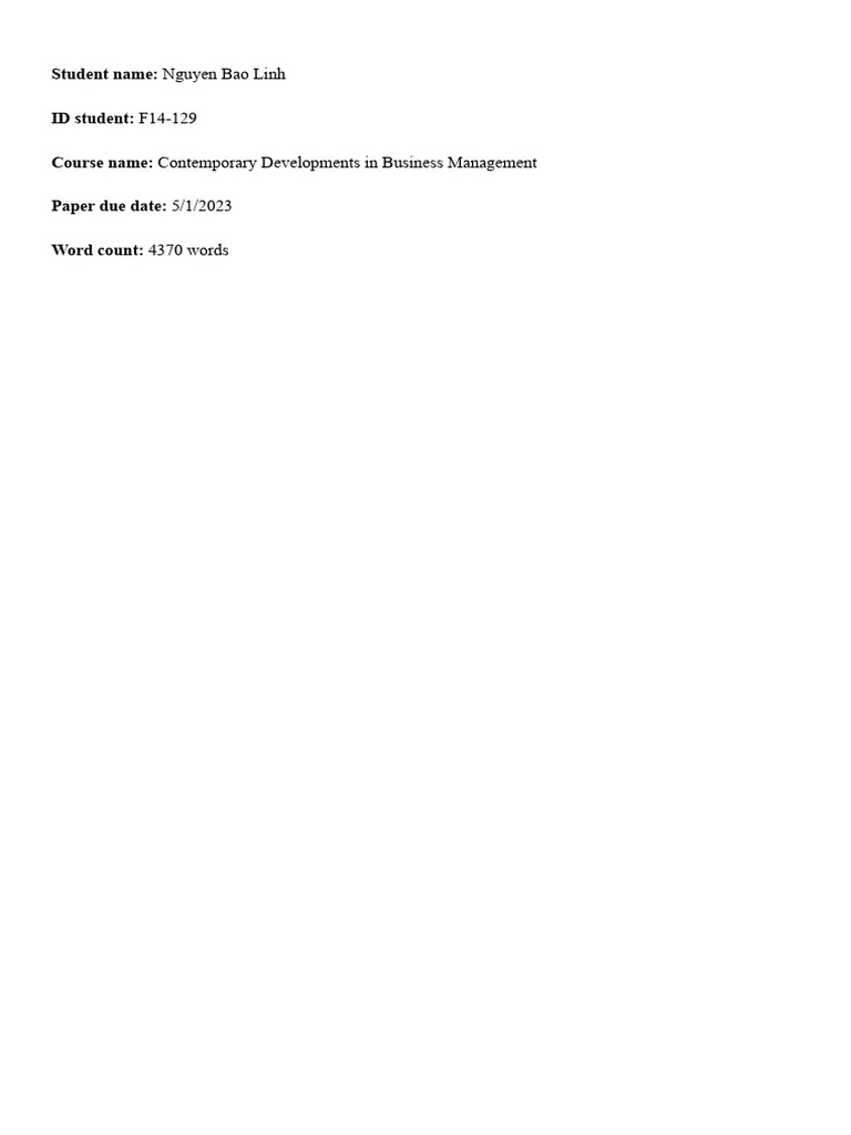 CDBM Final Asm Nguyen Bao Linh F14129 | PDF | Tencent | Climate Change ...