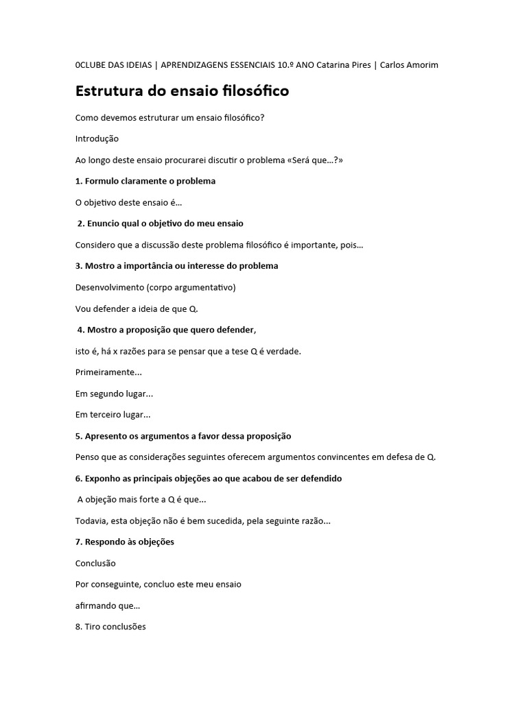 Plano Ensaio Filosófico | PDF | Carreira e Crescimento