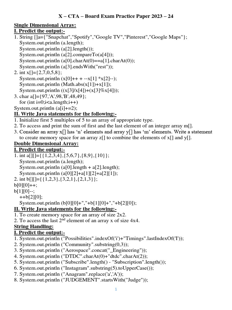 STD X-CTA-Practice Paper 2023-24 | PDF | Computers | Technology ...
