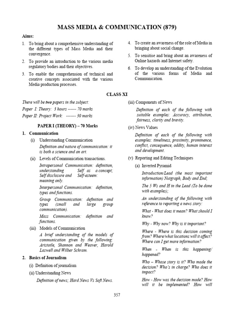 ISC Mass Media Communication 2026 | PDF | Communication | News