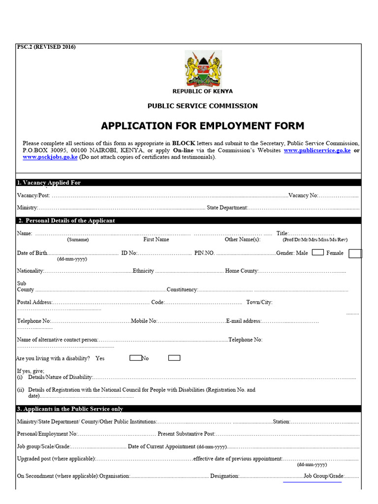 Public Service Comission Employee Form | Download Free PDF | Diploma