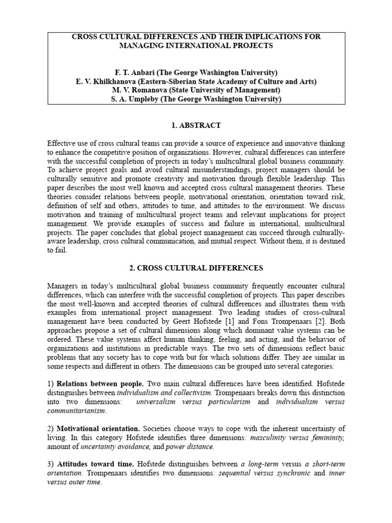 Cross Cultural Differences and Their Imp | Download Free PDF | Cross ...