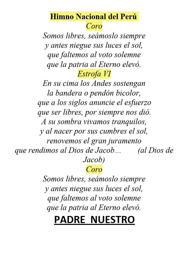 Himno Nacional Del Perú | PDF