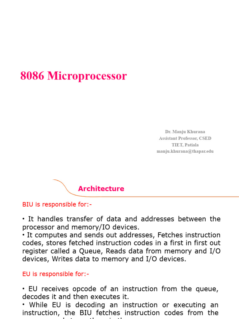 2nd Lecture - Block Diagram of 8086 | PDF | Pointer (Computer ...