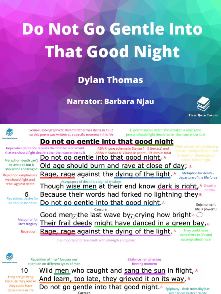Do Not Go Gentle Into That Good Night | PDF | Poetry | Phonaesthetics