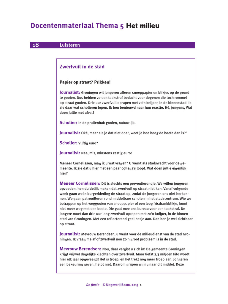Thema 5 - Oefening 18 Transcript | PDF