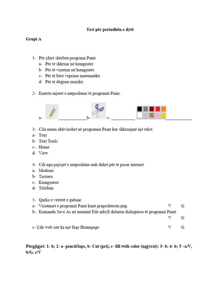 Test - Periudha e Dytë A | PDF