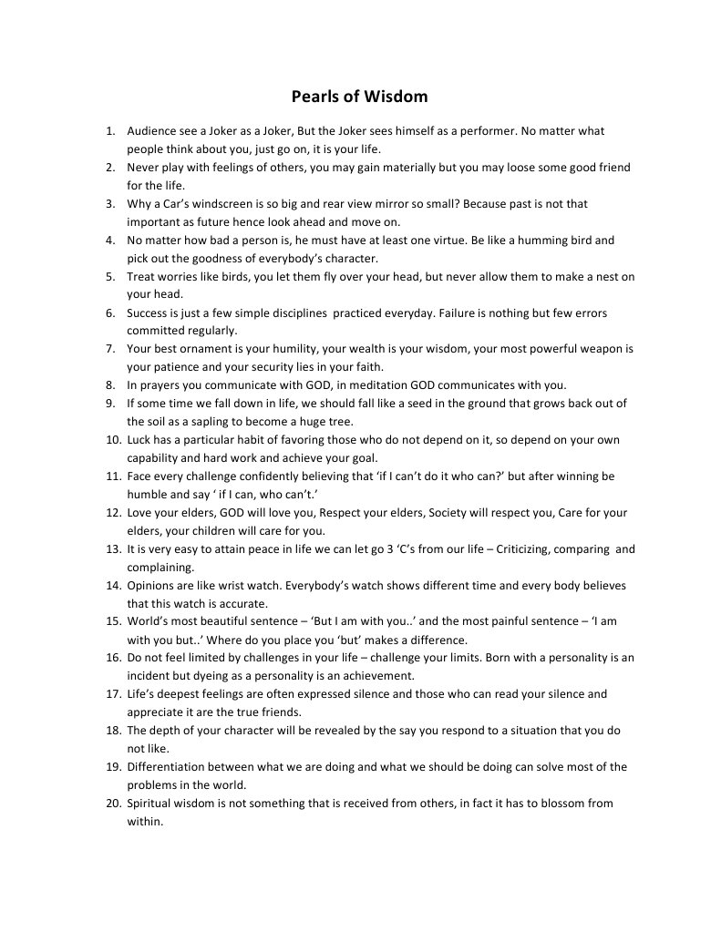 Pearls of Wisdo3 | PDF
