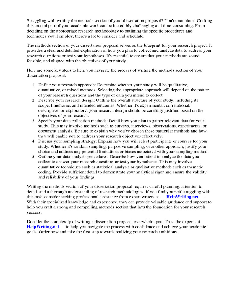 How to Write the Methods Section of a Dissertation Proposal | PDF ...