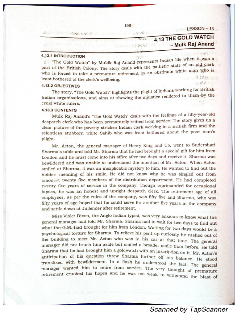 The Gold Watch Detailed Notes | PDF