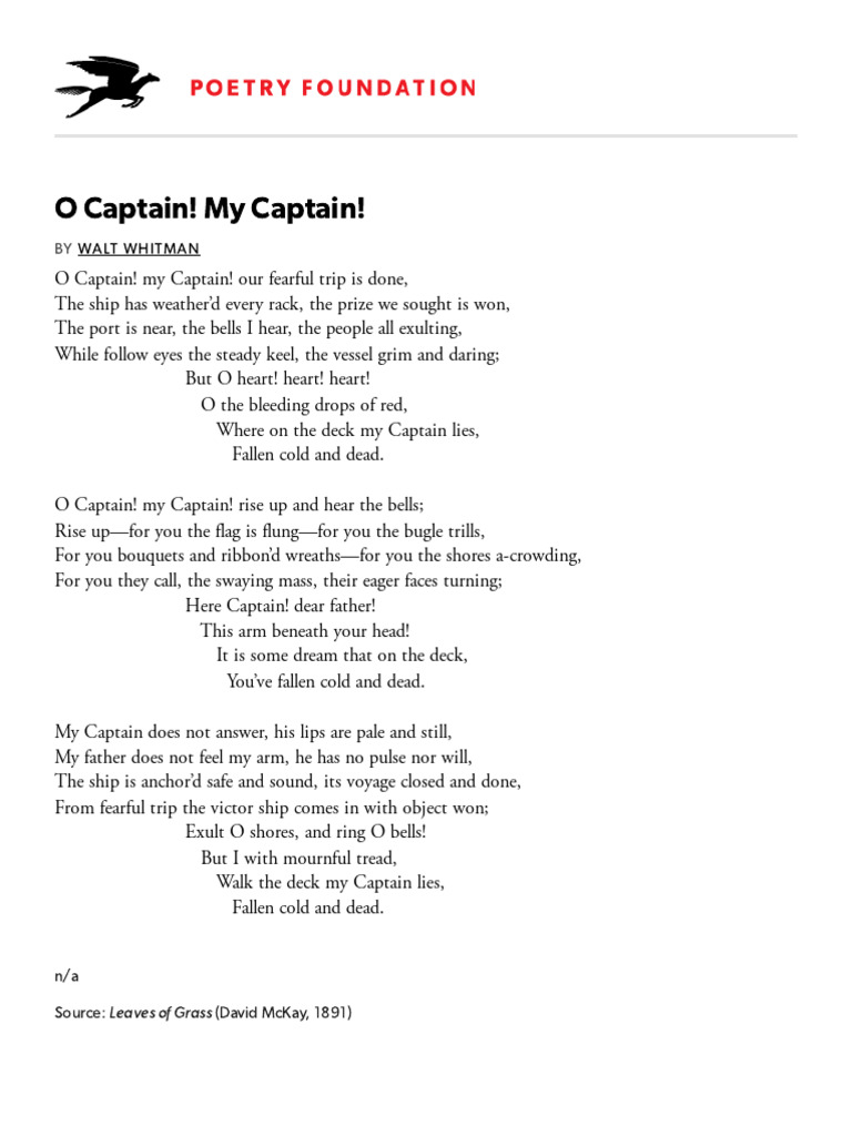 Walt Whitman's "O Captain! My Captain!" | PDF