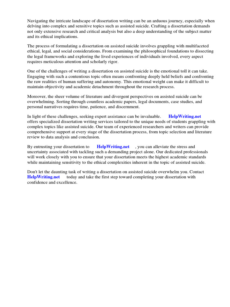 Assisted Suicide Dissertation | PDF | Terminal Illness