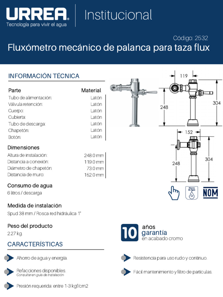 Fluxometro Urrea 2532 | PDF