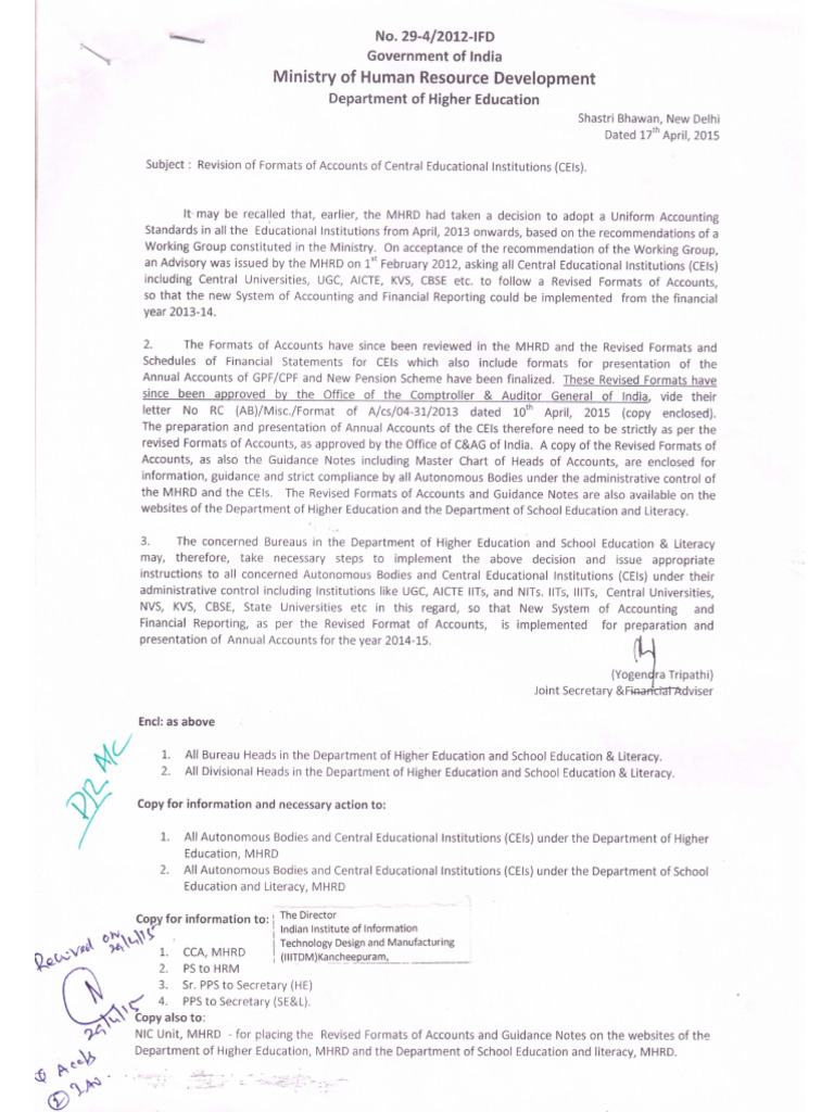 New MHRD Format | PDF | Expense | Debits And Credits