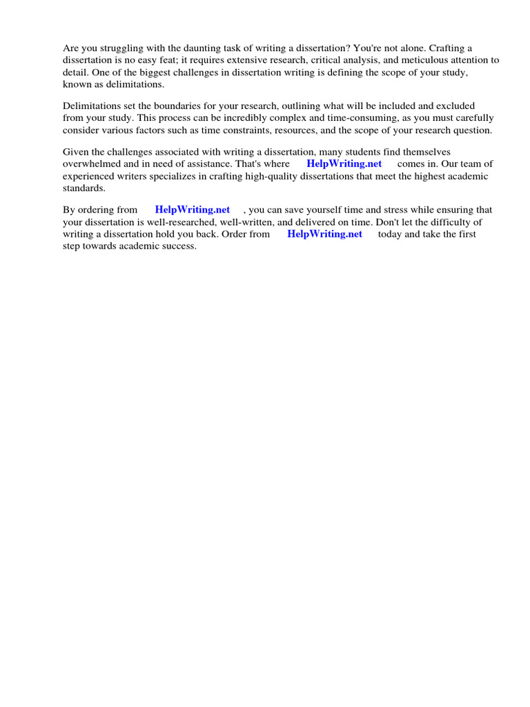 Sample Dissertation Delimitations | PDF | Thesis | Essays