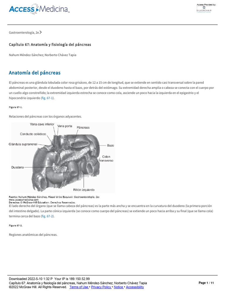 Capítulo 67 - Anatomía y Fisiología Del Páncreas | PDF | Páncreas | Abdomen