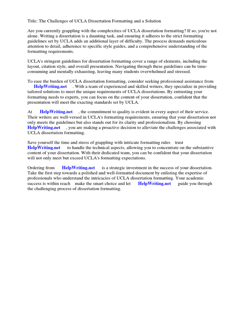 Ucla Dissertation Formatting | PDF