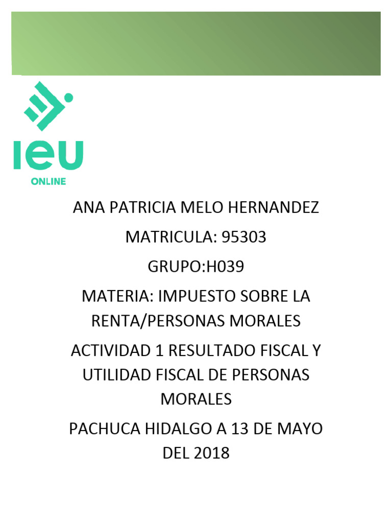 Resultado y Utilidad Fiscal en Personas Morales | PDF | Impuestos ...