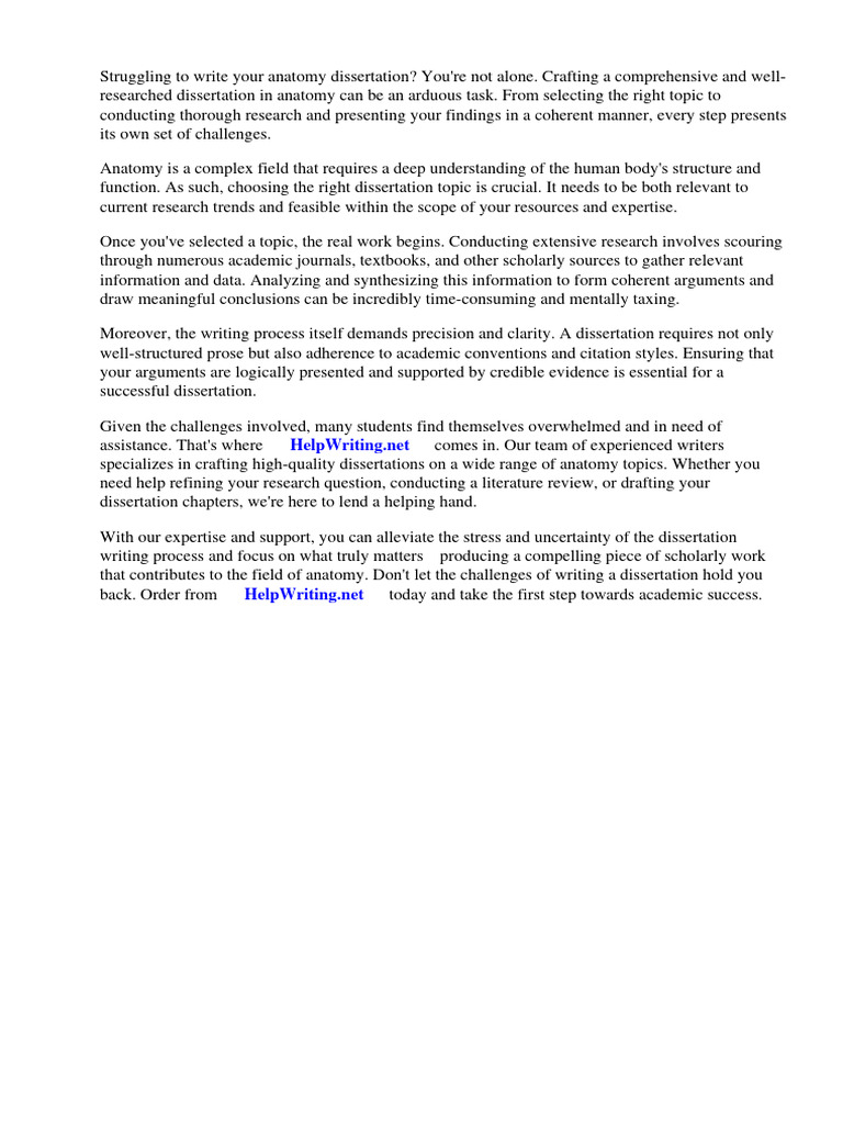 Anatomy Dissertation Topics | Download Free PDF | Anatomy | Human Body