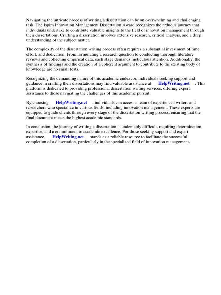 Ispim Innovation Management Dissertation Award | PDF | Thesis | Innovation