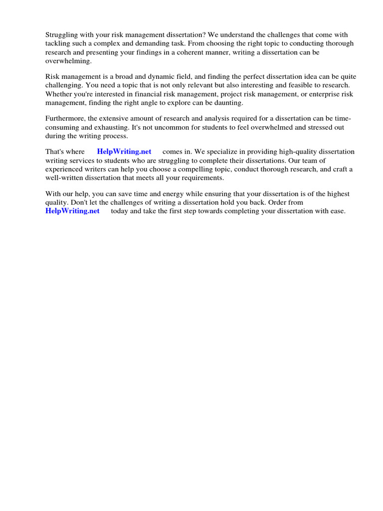 Risk Management Dissertation Topics Guide | PDF | Risk | Risk Management