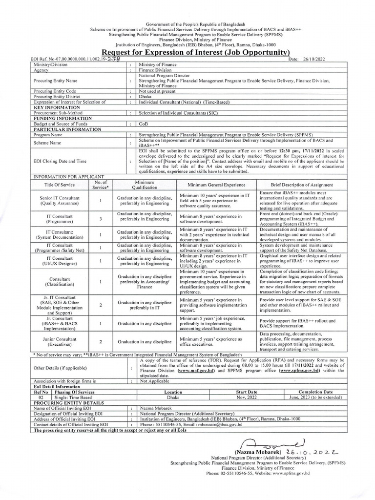 EOI 7th Recruitment BACS and IBAS++ 26 October 2022 | PDF