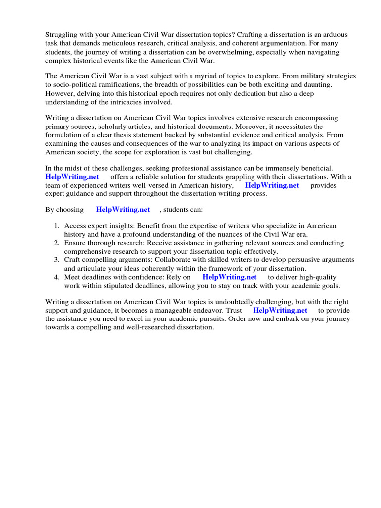 American Civil War Dissertation Topics | PDF | American Civil War ...