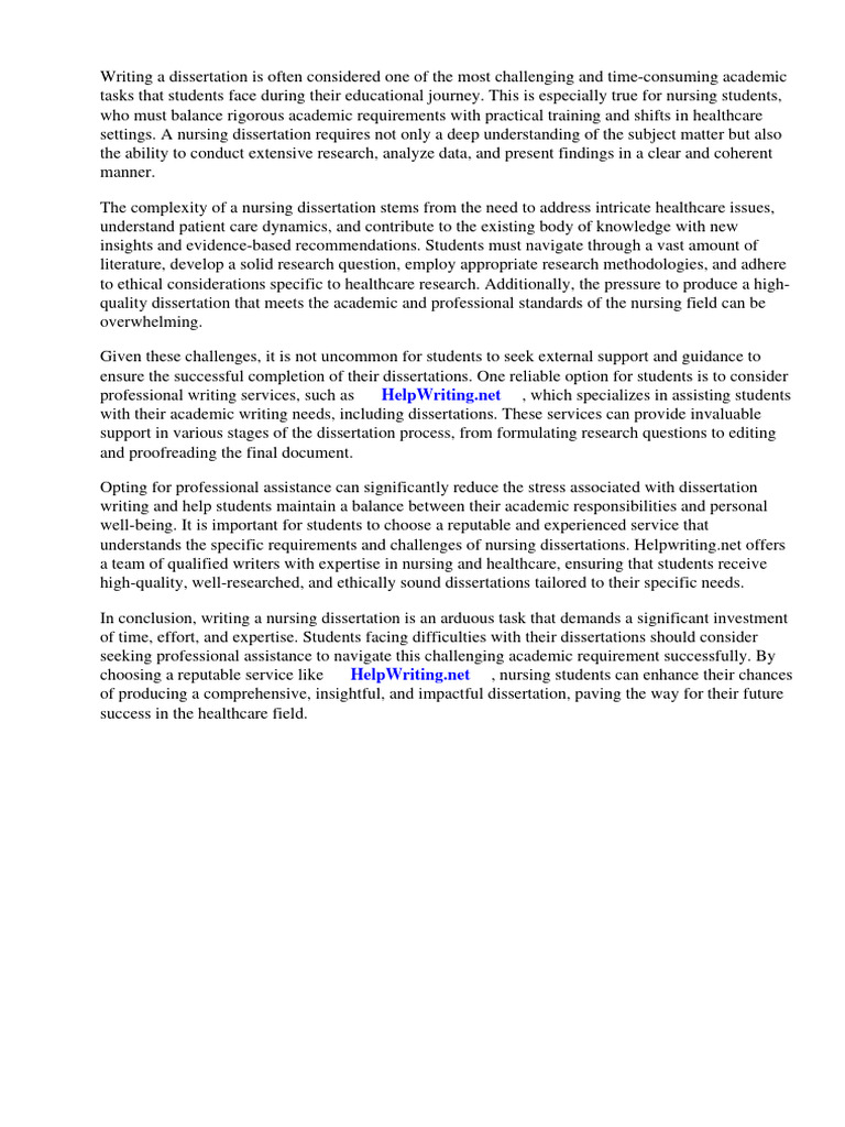 Nursing Dissertation Writing Help | PDF | Self-Improvement