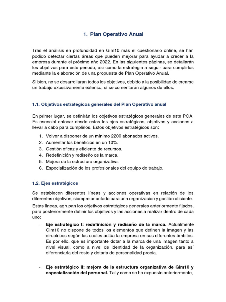 Plan Operativo Anual Gim10 2022 | PDF | Business | Publicidad