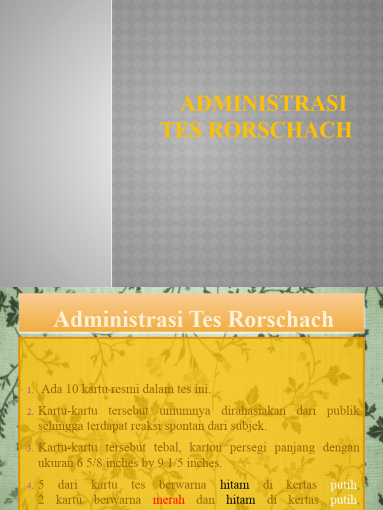 Administrasi Rorschach | PDF