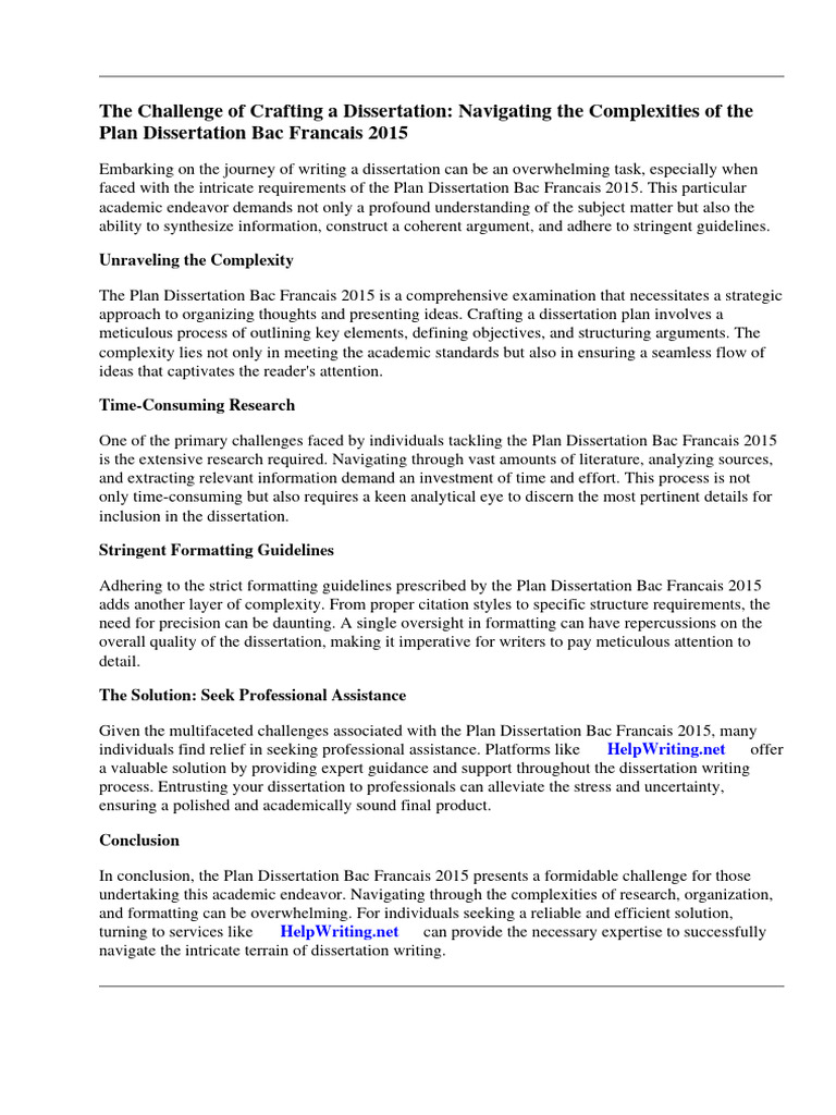 Plan Dissertation Bac Francais 2015 Download Free Pdf Websites Scribd