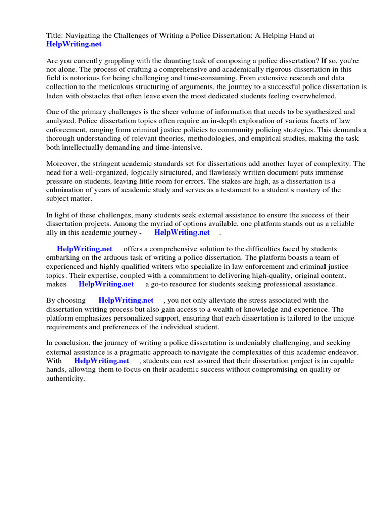 Police Dissertation Examples | PDF